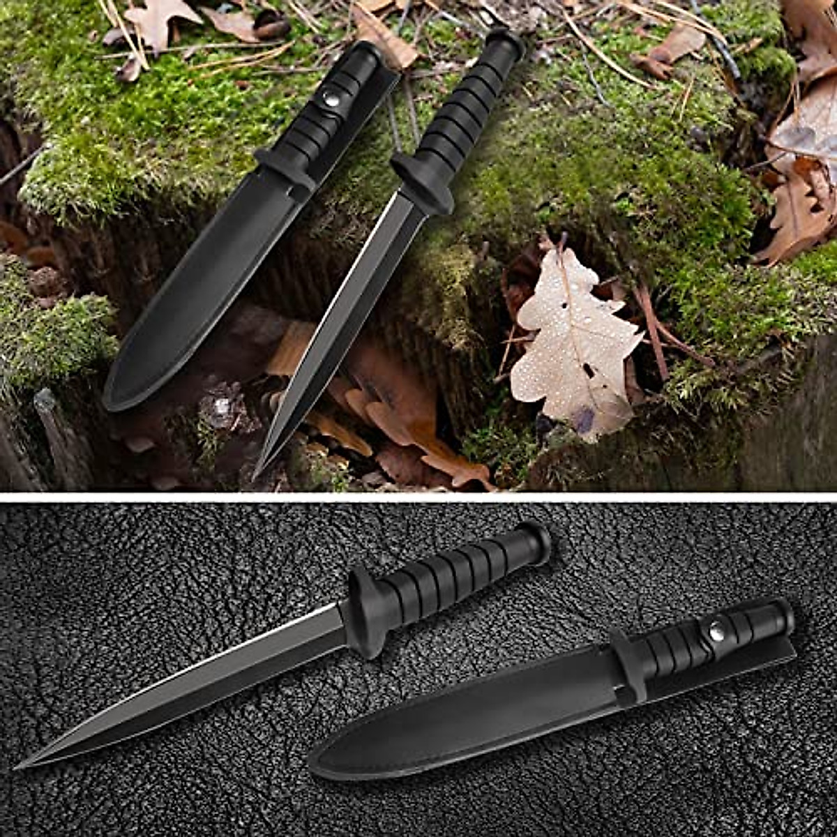 liuliang1 12.2'' EDC Straight Edge Tactical Bowie Knife with Sheath Survival Hunting Tactical Combat Knife for Outdoor Camping , Fishing Black
