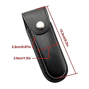 DONGKER Pocket Knife Sheath, Folding Knife Case Leather Knife Holster with Snap Closure Belt Loop for 5" Folding Pocket Knife(Without Knife)