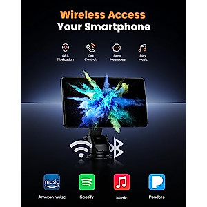 LAMTTO Portable Wireless Car Stereo Apple Carplay with Airplay, 7" HD Touch Screen Android Auto for Cars, Car Radio Receiver with Bluetooth, FM, AUX, Voice Control, GPS Navigation for All Vehicles