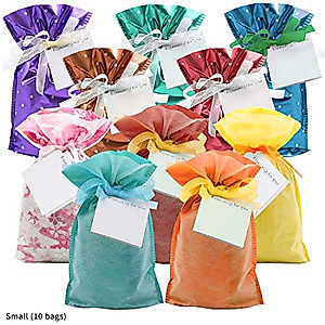 GiftMate 60pc Non-Woven and Polka Dots Drawstring Gift Bag Set (30 Gift Bags and 30 Gift Tags)