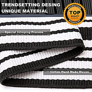 KaHouen Cotton Black and White Striped Rug (27.5 x 43 Inches), Washable Stripe Outdoor Hand-Woven Reversible Stripe Rug for Outdoor Entryway,Laundry Room,Farmhouse,Kitchen.