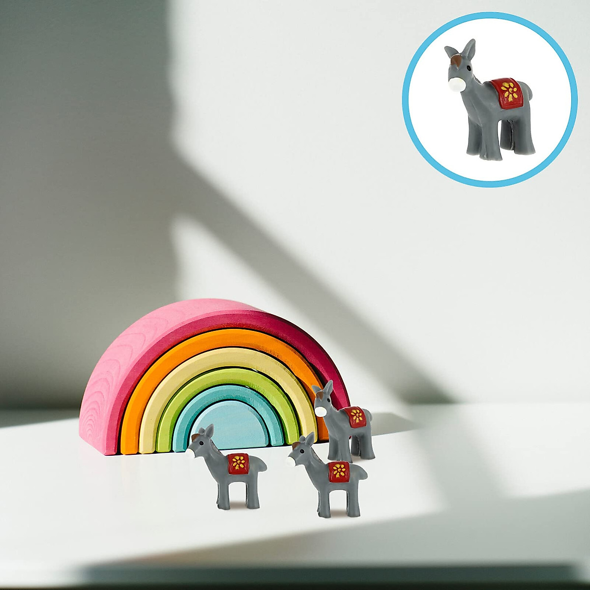 YARNOW 5pcs Resin Donkey Statue Cake Topper Figurines Micro Landscape Fairy Garden Animal Decoration Home Office Table Centerpiece