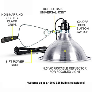 Simple Deluxe Clamp Lamp Light Socket with 8.5 Inch Aluminum Reflector, Suit for Max 150 Watt Lamp (No Bulb Included) with 18/2-Gauge 6 Feet Cord, 4 Pack,Silver