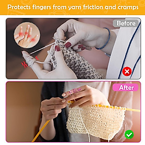 Vodolo Crochet Ring,2PCS Gold Adjustable Yarn Tension Ring for Crocheting Peacock Shape Knitting Loop Open Finger Ring for Mother Grandma Thanksgiving Presents Finger Yarn Guide Crochet Accessories