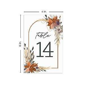 Indie Autumn Floral Table Numbers/Set Of 28 Wedding Table Number Cards / 4" x 6" Indie Botanical Design/Made In The USA