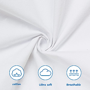 Bassinet Sheet 2 Pack Cotton Fitted Sheets Set for Oval Rectangle Hourglass Bassinet Mattress and Moses Baskets, Super Soft and Breathable Cover for Baby Girl Boy 32''x16''x4'', White