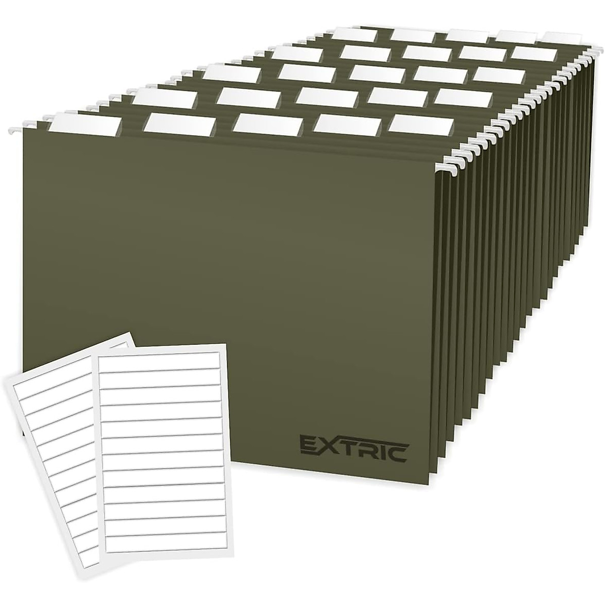 Hanging File Folders Letter Size, Hanging Files 25 Pack 1/5 Cut Heavyweight 180 GSM Reinforced Green File Cabinet Folders