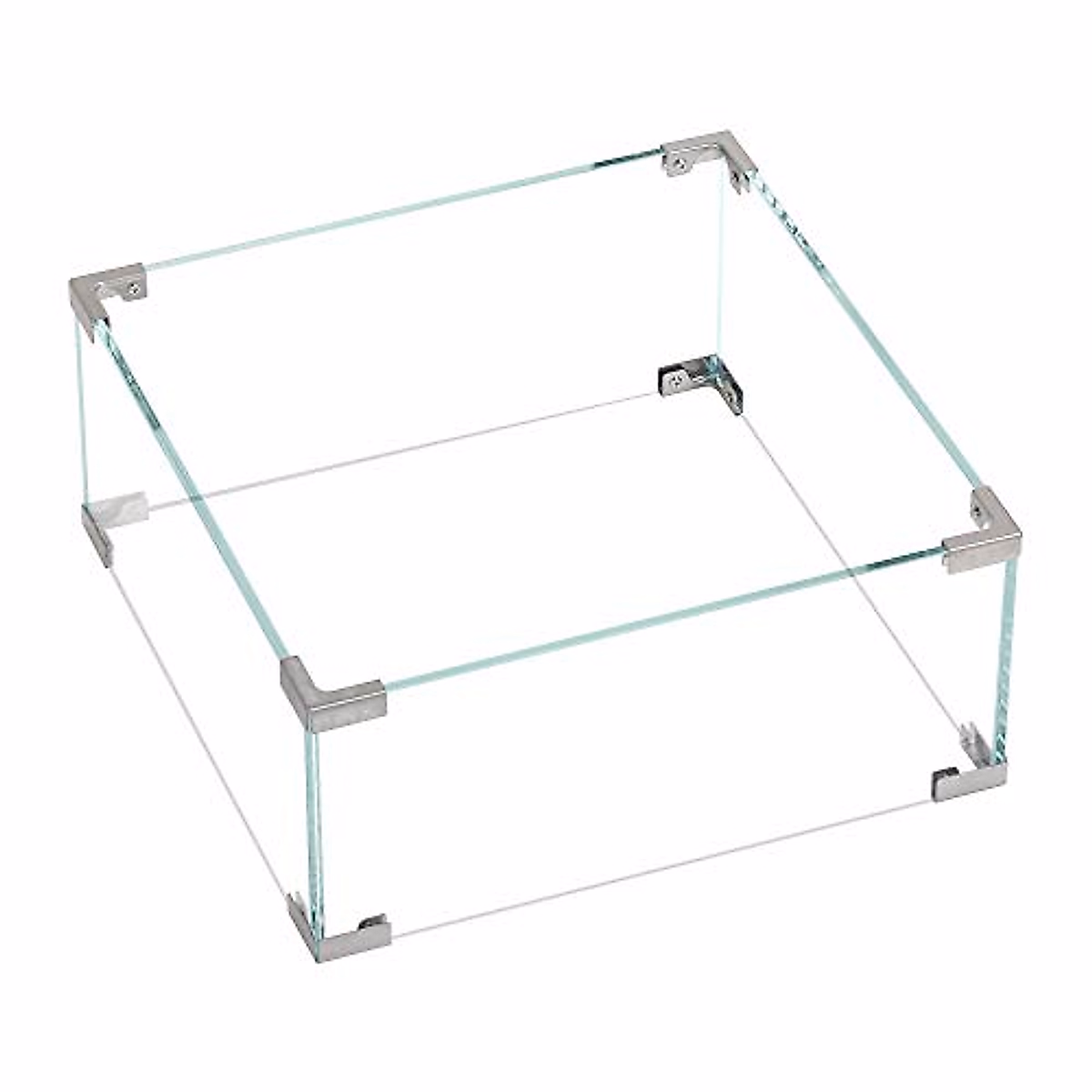 BALI OUTDOORS Square Fire Pit Glass Wind Guard, Clear Tempered Wind Guard for Fire Pit Table, 18”x 18”x 6” Square Fire Table Accessory Shiled