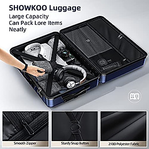SHOWKOO Luggage Sets Expandable ABS Hardshell 3pcs Clearance Luggage Hardside Lightweight Durable Suitcase sets Spinner Wheels Suitcase with TSA Lock (Deep Blue)