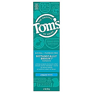 Tom's Of Maine Botanically Bright Whitening Toothpaste Peppermint 4.7 Oz (pack of 6)