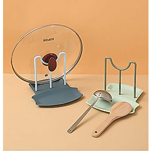 Lid and Spoon Rest, Utensil Rest with Drip Pad for Multiple Utensils, Spoon Holder & Lid Holder for Stove Top, Kitchen Utensil Holder for Spoons, Lid, Ladles, Tongs & More (Blue)