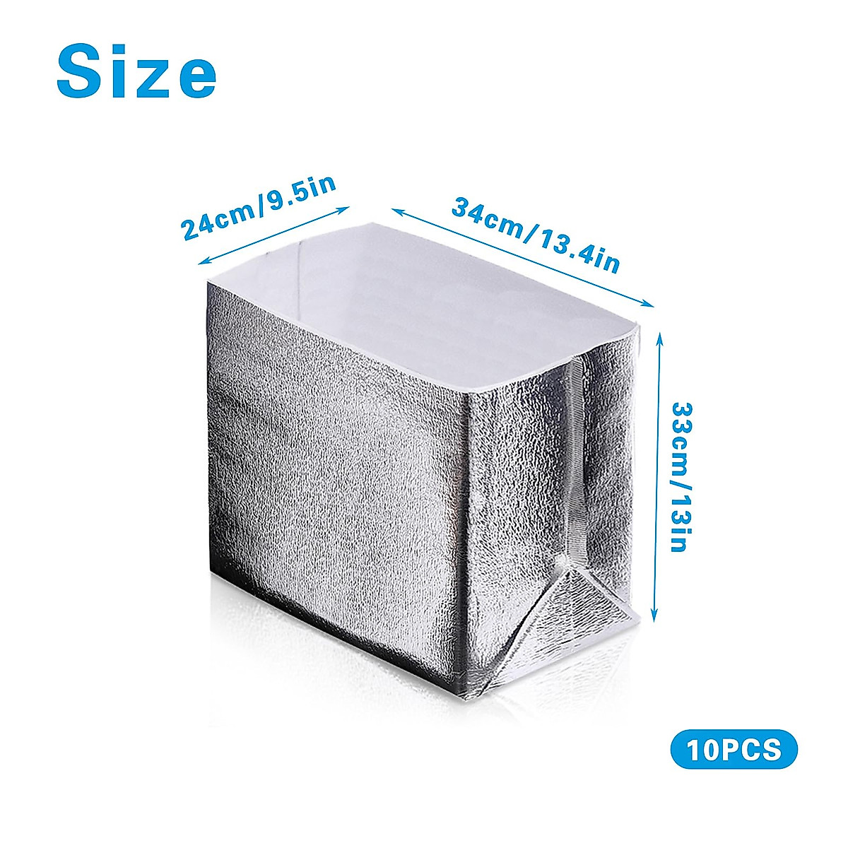10 PCS Reusable Insulated Shipping Bags 13.4 x 9.5 x 13 Inch, Thermal Box Liners for Lunch Box Camping Picnic Foil Insulated Bag Liner Waterproof Insulation Package for Frozen and Hot Food