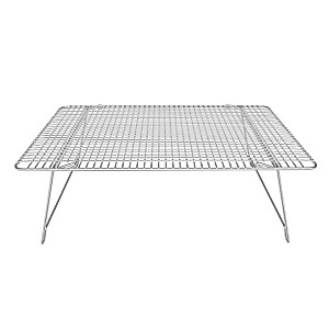 Hamilton Housewares Stackable Stainless Steel Wire Half Sheet Cooling Rack(12"x17") - with Collapsible Folding Legs - For Baking, Cooking, & Grilling - Perfect for Cookies, Muffins, Bread & More
