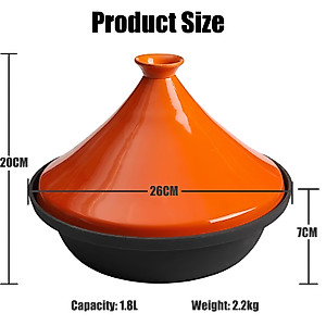 Xgxoz Enameled Tagine, Ceramic Casserole Ceramic Pot Cooking Pot Non Stick Round Tagine with Heat-Resistant Ceramics Lid