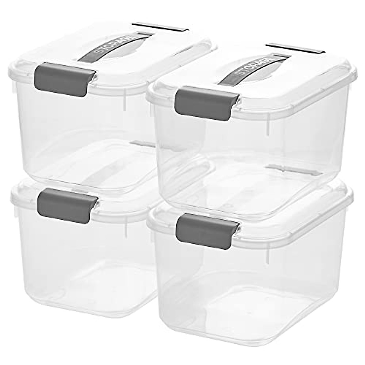 ZHENFAN 5.5 Qt Clear Storage Latch Box/Bin with Lids, 4-Pack Plastic Organize Bins with Handle