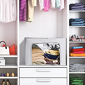 Sorbus Storage Bins - Foldable Stackable Container Organizer Set with Large Window & Carry Handles, Bedroom Closet Organization for Bedding, Linen, Clothes