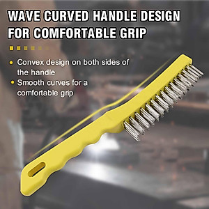 2 Pcs Stainless Steel Wire Brush, Wire Brushes for Cleaning Rust Heavy Duty Rust Remover for Metal Welding Wire Brush with Curved Handles 11 Inch for Rust Removal, Deburring, Surface Preparation