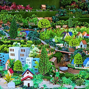 MOMOONNON Model Trees 1.1-5.1inch Mixed Diorama Green Model Trees Colorful Grass Architecture Mini Trees for Crafts Building Model Railway Scenery Landscape Supplies (Style 01)