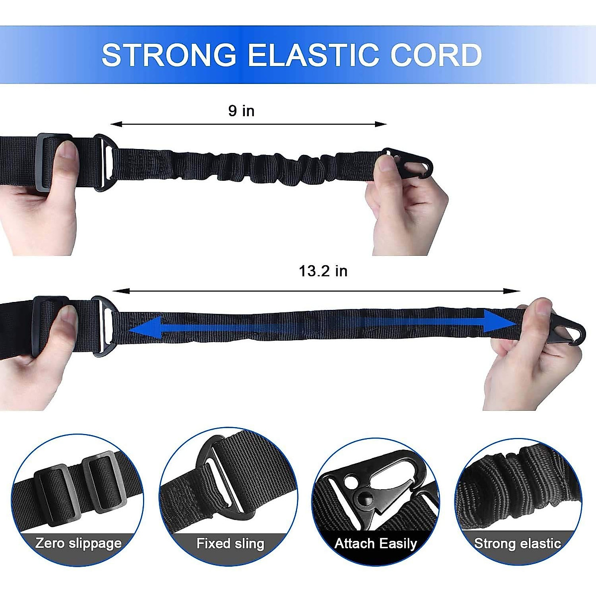 HANAMO 2 Point Sling Two Point Sling with 2 Pack QD Sling Swivels & QD Sling Mount black