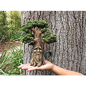 Fairy and Garden Gnome Tree - Enchanted Grandpa Miniature Tree with Removable Glow in The Dark Welcome Sign for Fairies and Lawn Gnomes