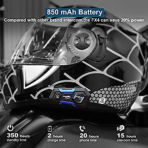 FODSPORTS Motorcycle Bluetooth Headset FX4 Pro 1200m Helmet Intercom,4 Riders Motorcycle Bluetooth Intercom,Universal Bluetooth Helmet Headset Communication System FM/Hard &Soft Mic/Waterproof/3Pack