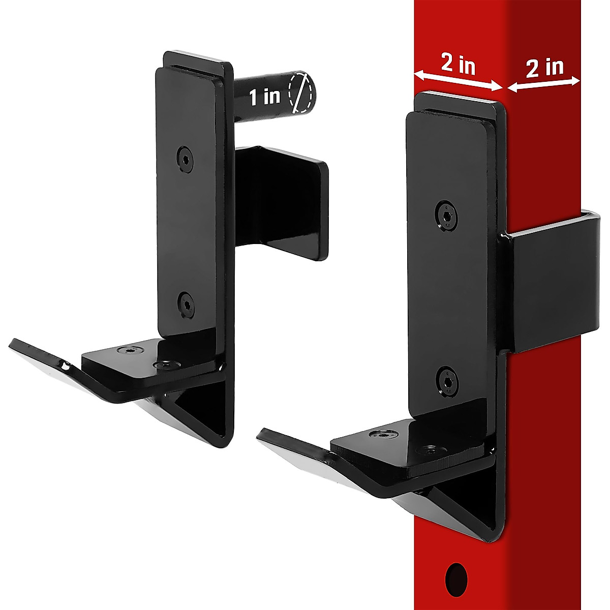 Yes4All J-Hooks Barbell Holder for Power Rack - J Hook Weight Rack / Fitness Racks J Hook - Fit 2x2 inch Square Tube (Pair)