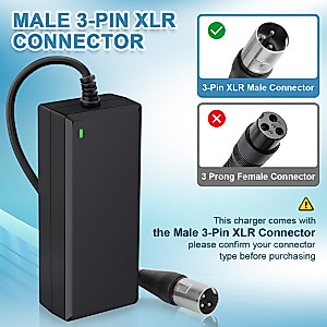 24V 2A 3-Pin XLR Electric Scooter Battery Charger for Go-Go Elite Traveller Plus HD US, Pride Mobility Scooter, Ezip Mountain Trailz, Jazzy Power Chair, 4 Wheel Mobility