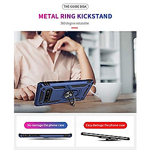 Androgate for Samsung Galaxy S10 Case with HD Screen Protectors, Military-Grade Metal Ring Holder Kickstand 15ft Drop Tested Shockproof Cover Case for Samsung Galaxy S10 (2019) Blue