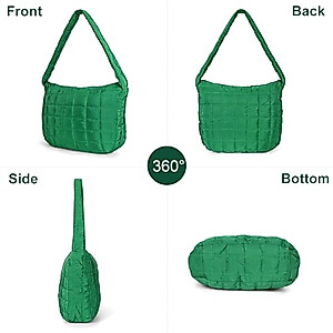 Quilted Tote Bags for Women Lightweight Quilted Padding Shoulder Bag Down Cotton Padded Large Tote Bags Lattice Crossbody Bag Zip Closure