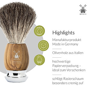 MÜHLE VIVO 4-piece Pure Badger Modern Safety Razor Luxury Wet Shaving Set - Perfect for Every Day Use, Barbershop Quality Close Smooth Shave
