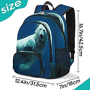 Cute Polar Bear Bookbag School Backpack Teens Girls Boys Schoolbag Shoulder Computer Hiking Gym Travel Casual Travel Daypack