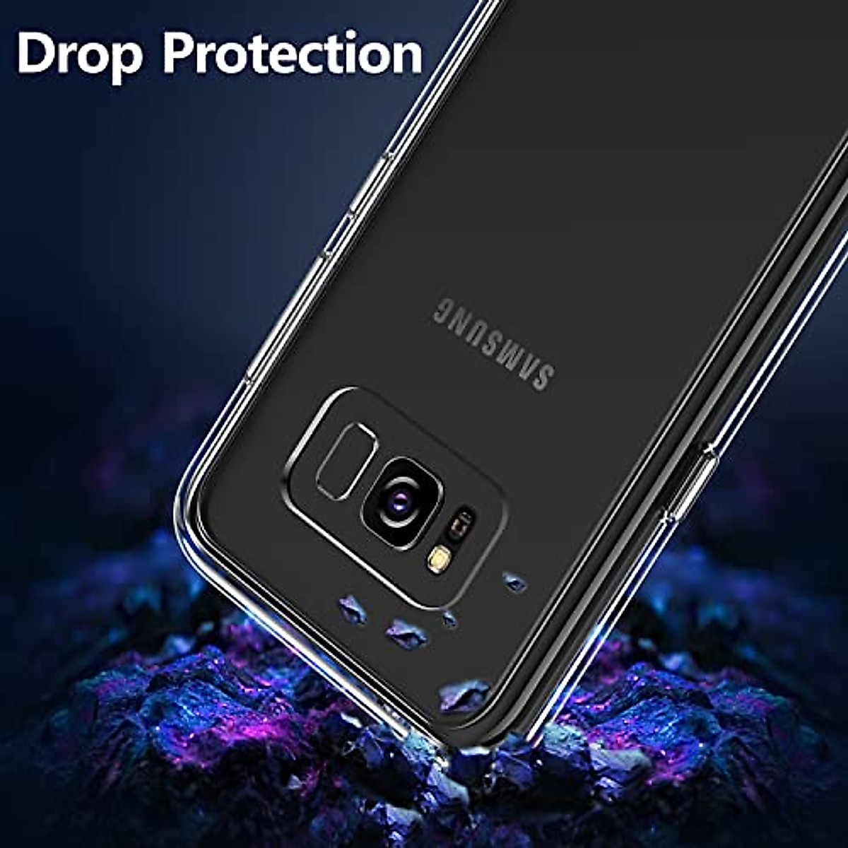 Rayboen for Samsung Galaxy S8 Phone Case Crystal Clear Design Shockproof Non-Slip Protective Samsung s8 Hard Plastic Phone Case PC Back & Soft TPU Frame Slim Fit S8 Cover Support Wireless Charging