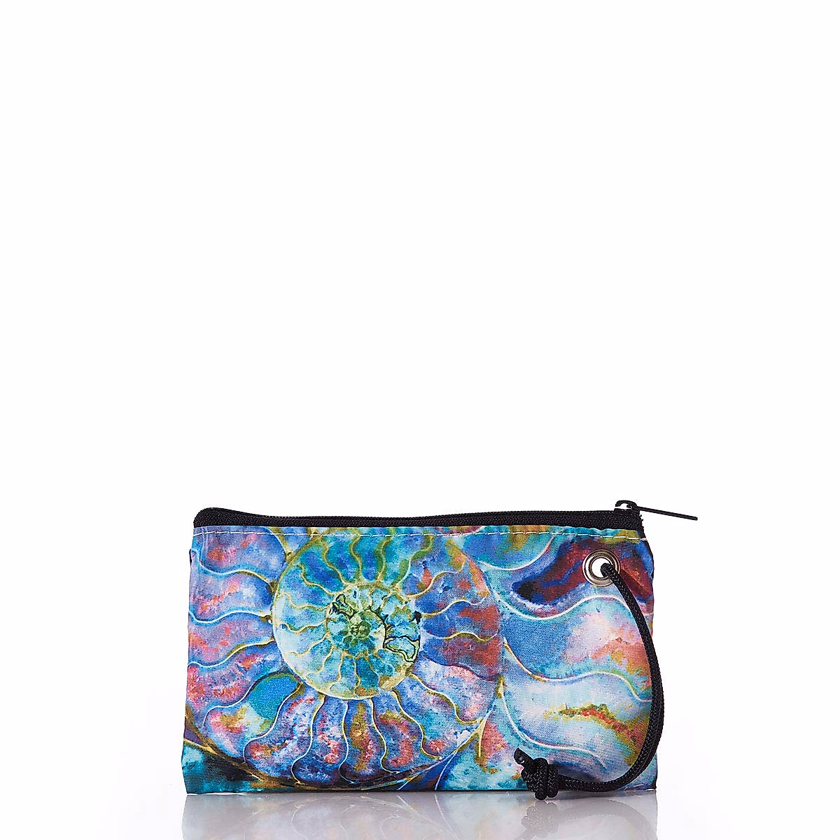 Sea Bags Recycled Sail Cloth Multicolor Nautilus Wristlet Zip Top Wristlet Clutch Zippered Wallet with Strap