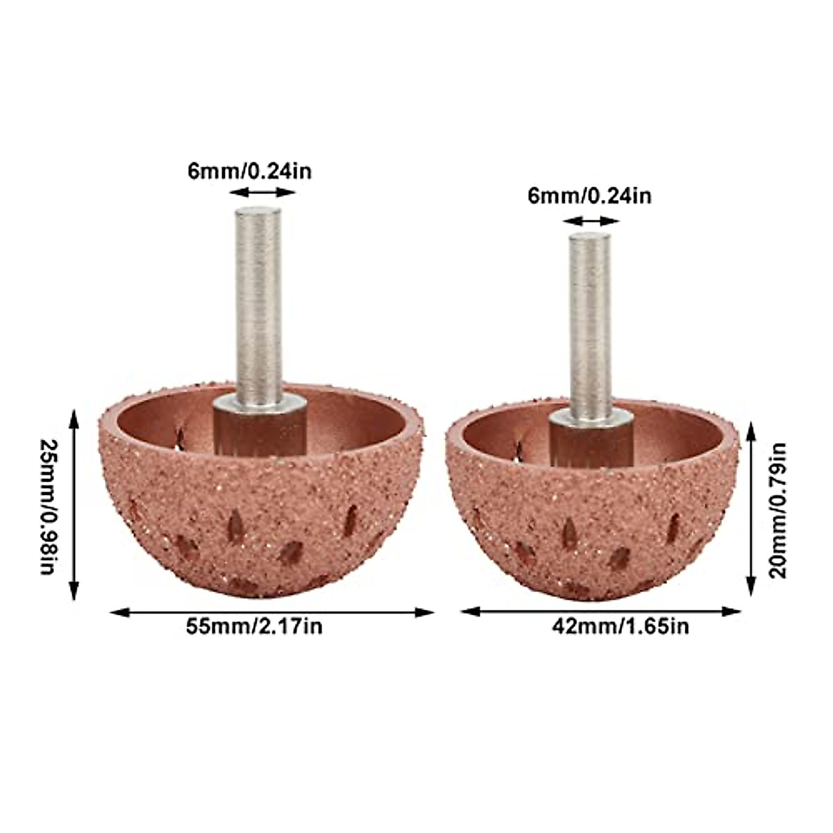 Bowl Type Tire Buffing Wheel, 1.65" & 2.15" Grinding Head Tungsten Steel Buffing Wheel for Pneumatic Tire Repair, Furniture Polish, Rust Paint Removal Tools(2Pcs)