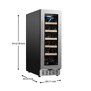 EQUATOR 18 bottle Built-in/Freestanding Wine Ref with 7 color LED Lights (Stainless)