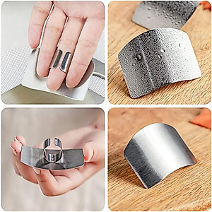 2Pcs Stainless Steel Finger Guard, 2023 New Finger Protector for Cutting Food, Premium Slicing Tool Finger Protectors when Cutting, Slicing, Dicing, Chopping Vegatables Kitchen Knives and Accessories