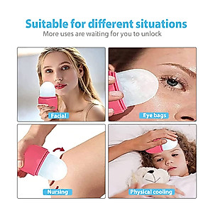 Mini Beauty Face Ice Roller, Ice Face Roller, Ice Roller for Face, Eye and Neck, Ice Roller Skin Care, Ice Holder for Face, Reusable Silicone Ice Mold for Face (Pink)