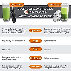 Chef’sChoice Juicer Cold Press Masticating with Quiet Motor Digital Controls Anti-Clog Reverse Function For Juicing Fruits Vegetables and Greens, 150-Watts, White