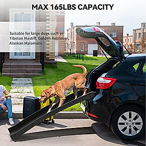 YITAHOME 61in Folding Dog Ramp for Cars, Portable Pet Ramp for Large Dogs, Lightweight Non-Slip Resin Dog Car Ramp with Safe Raised Sides Stairs Step Ladder for SUV Truck, 150lbs Load Capacity