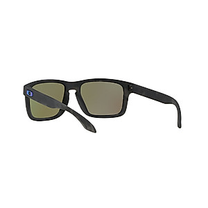 Oakley Men's Holbrook Rectangular Sunglasses, Matte Black Tortoise/Prizm Sapphire Iridium Polarized, 56 mm