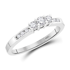 14kt White Gold Womens Round Diamond 3-stone Bridal Wedding Engagement Ring 1/4 Cttw