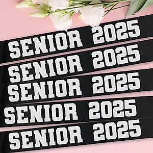 Generic 8 Pcs Black Senior 2025 Sashes with Silver Glitter Letters - Senior Sash Class of 2025, Senior Cheer Sash, Graduation Celebration sash, Class Competition Sashes, Graduation Party Supplies
