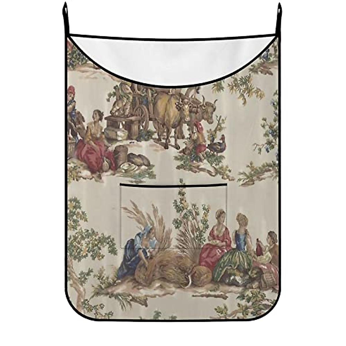 Hanging Laundry Hamper Bag French Country Door Hanging Hamper with Front Pocket Save Bathroom Space Hanging Laundry Bag Size 20X26inch Door Laundry Basket.