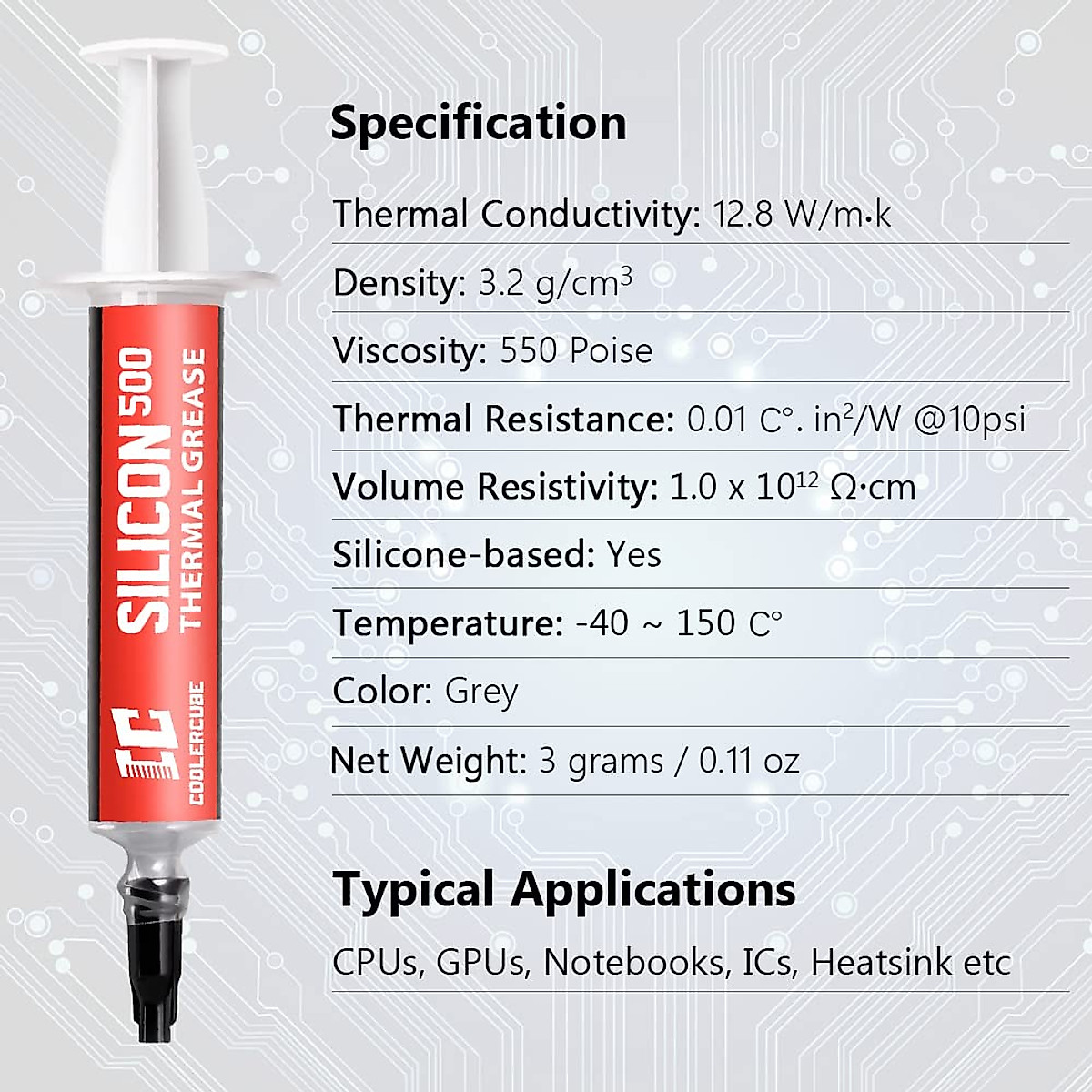 CoolerCube Thermal Paste, 3g CPU Thermal Compound Paste, Heatsink Paste for All Coolers, CPU, GPU, IC Processor, Carbon Based High Performance, Thermal Interface Material