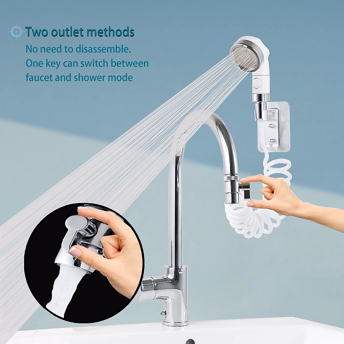 Sink Hose Sprayer Attachment for Faucet,Shower Head Sink Hose Attachment for Pets Dog Rinse, Hair Washing Rooms, Kitchens, Bathrooms, Laundry Rooms