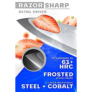 Dalstrong Paring Knife - 3.5" - Frost Fire Series - High Chromium 10CR15MOV Stainless Steel - Frosted Sandblast Finish - White Honeycomb Handle - Leather Sheath - NSF Certified