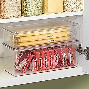 iDesign Modern Clear Rectangular Stackable Shatterproof BPA Free Plastic Kitchen Storage Box, 14 x 34 x 12.5 cm