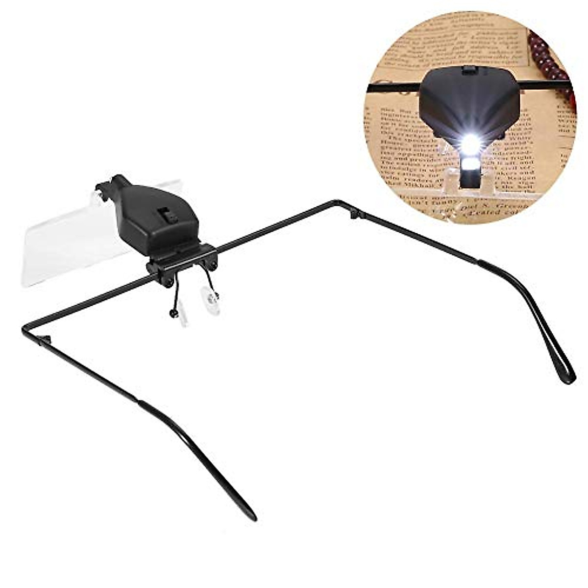 Magnifier Glasses w/LED Light for Lash Extensions - 3 Lenses Magnifier Spectacles 1.5X 2.5X 3.5X Eyeglass LED Magnifier Hands Free Head Eyelash Extension Magnifying Glass