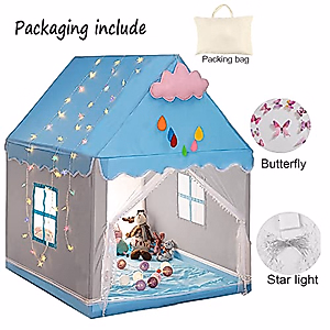 SOHAPY Kids Play Tent Pink for Girls Boys, Princess Castle, Large Playhouse Gift Toys for Toddler Children With Lights Indoor Outdoor (Blue)