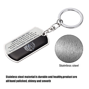 LIBOOI To My Badass Daughter Keychain, Stainless Steel Daughter Birthday Gifts Keychain from Mom Dad